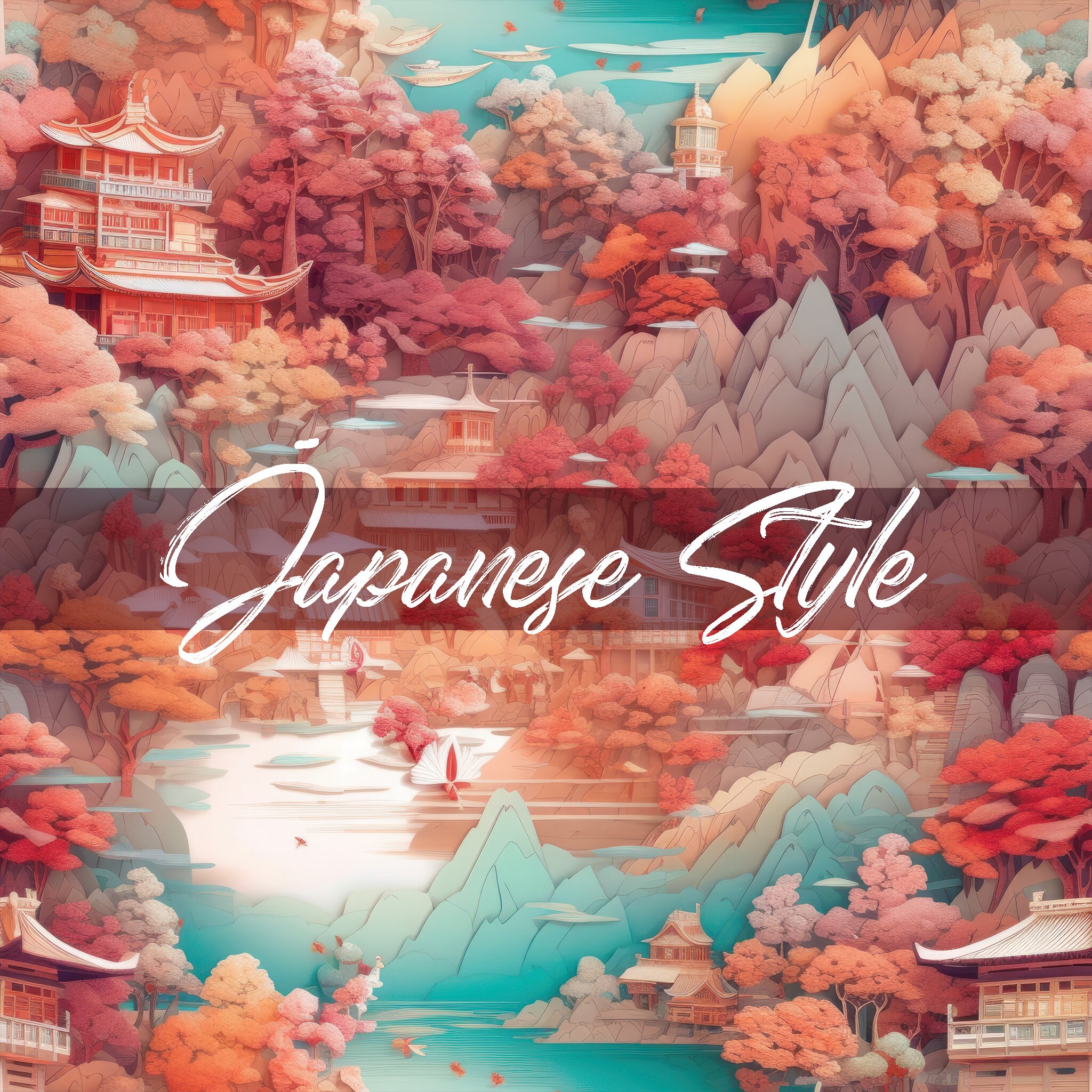 Japanese Style Digital Paper, Japanese Quilling, Seamless Kirigami ...