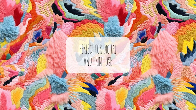 Abstract Embroidery Digital Paper, Colorful Floral Seamless Pattern ...