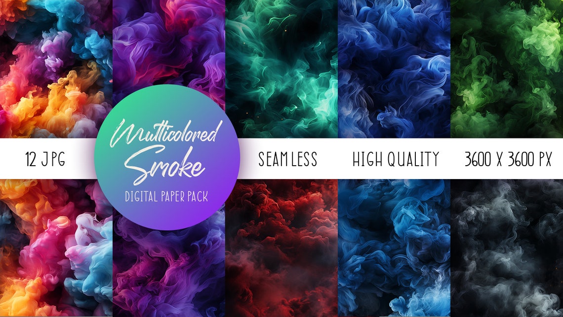 Multicolored Smoke Digital Paper, Seamless Smoke Pattern, Fumes Pattern ...