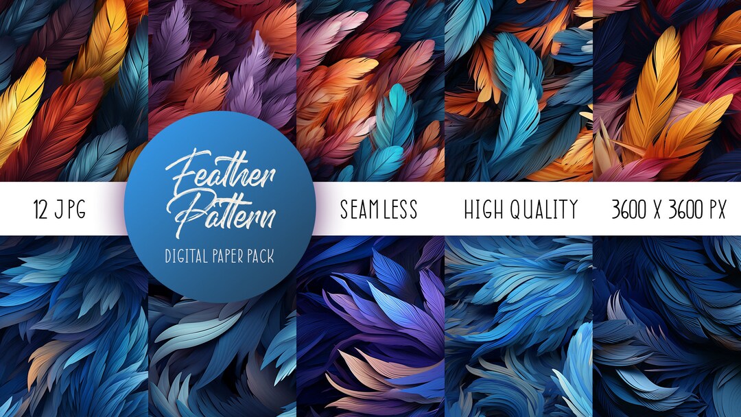 Feathers Digital Paper Bird Feather Seamless Pattern - Etsy