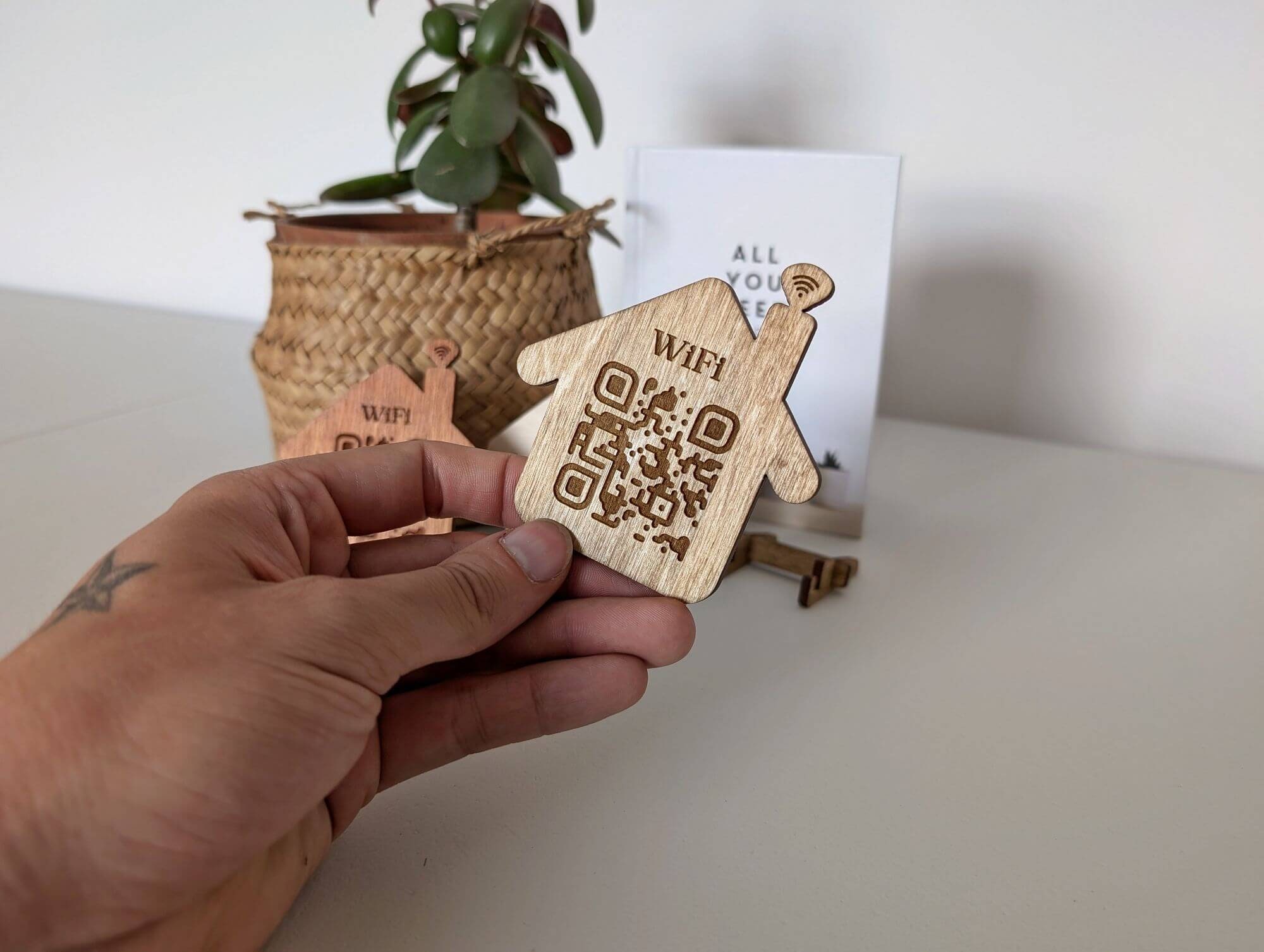 House Design Wifi QR Code Plaque: 4mm Birch Wood, Easy Scan Login - Etsy