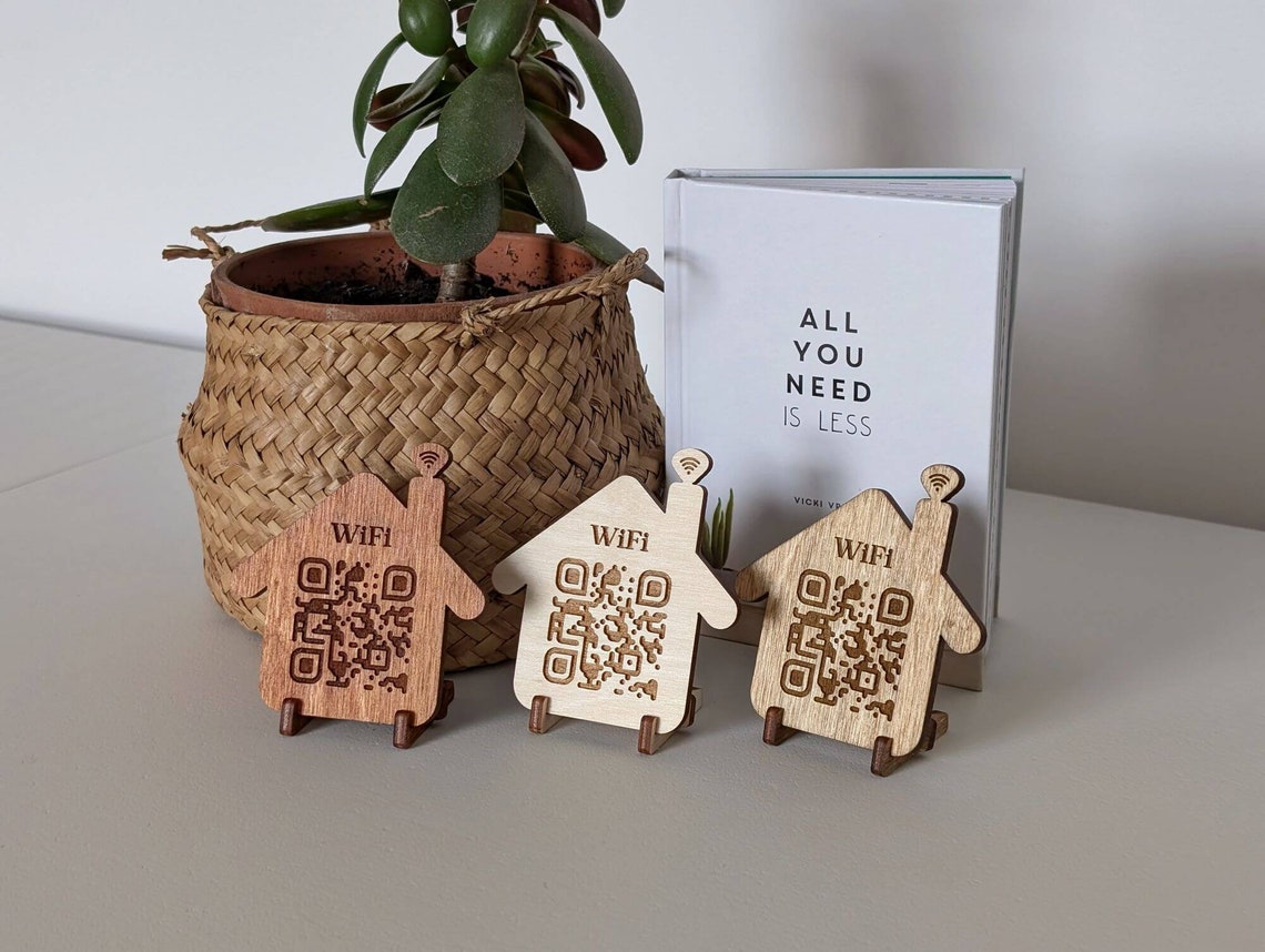 House Design Wifi QR Code Plaque: 4mm Birch Wood, Easy Scan Login - Etsy
