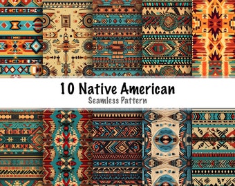 NATIVE AMERICAN 10 Seamless Pattern Prints, Native Digital Paper ...