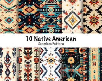 NATIVE AMERICAN 10 Seamless Pattern Prints, Native Digital Paper ...
