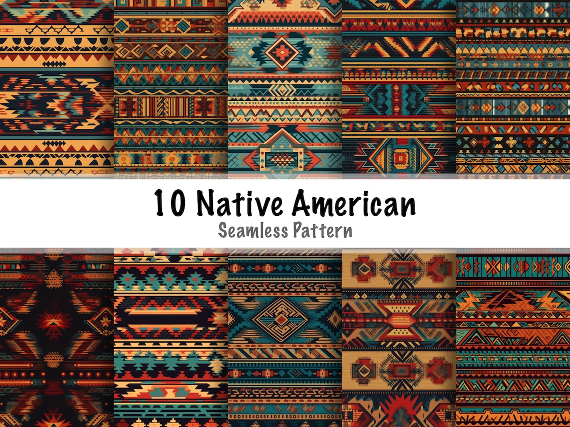 NATIVE AMERICAN 10 Seamless Pattern Prints, Native Digital Paper ...