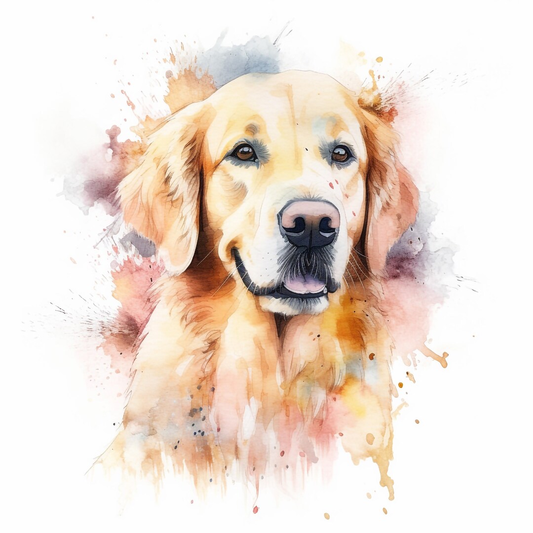 Watercolor Golden Retriever Clipart - Set of 10 High Quality Jpgs ...