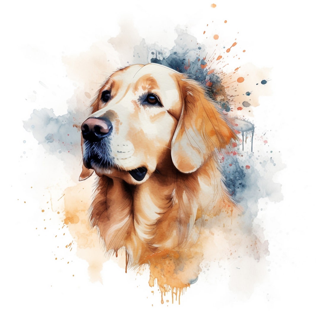 Watercolor Golden Retriever Clipart - Set of 10 High Quality Jpgs ...