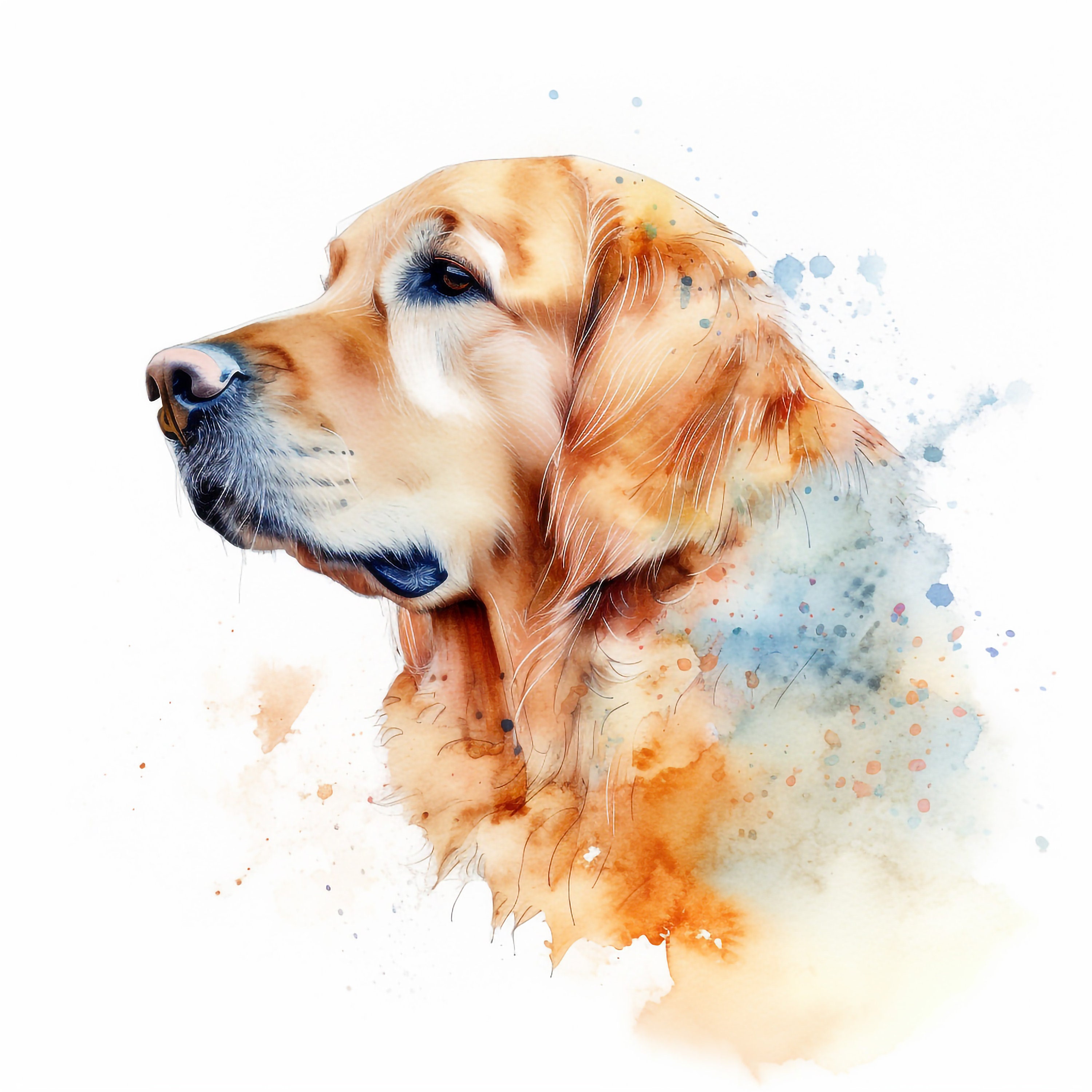 Watercolor Golden Retriever Clipart - Set of 10 High Quality Jpgs ...