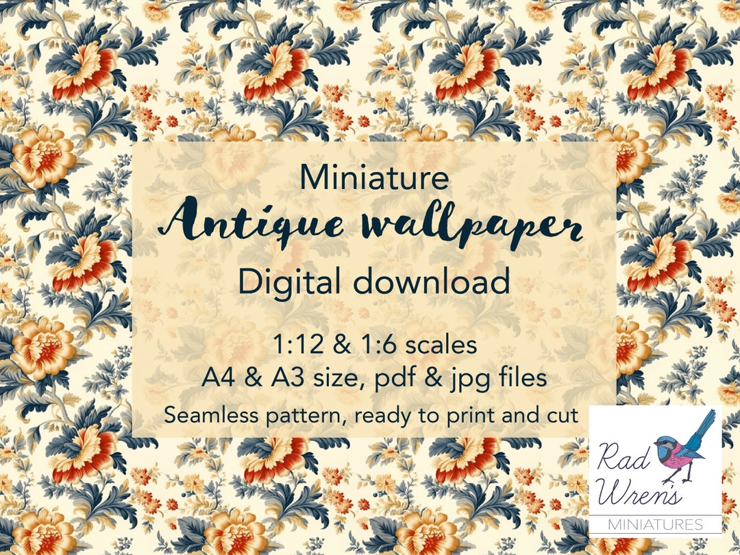 Beautiful Antique Floral Dollhouse Wallpaper. Pack Includes 1/12 and 1/ ...