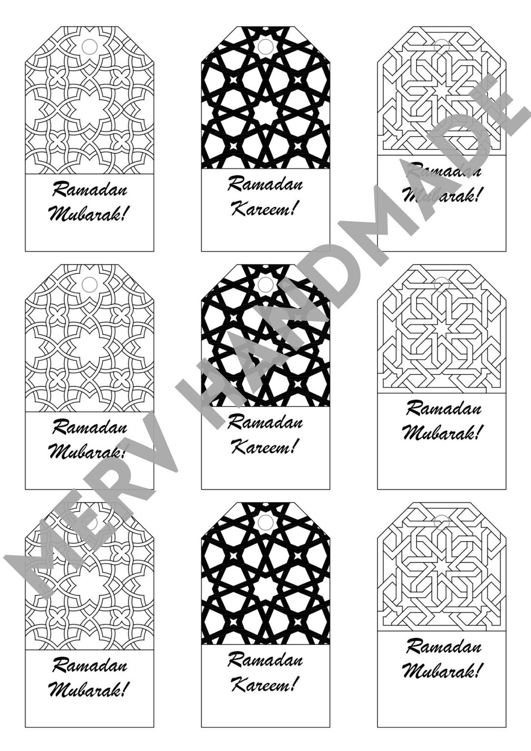 Ramadan Mubarak Gift Tags for Ramadan Gifts Monochrome Instant Download ...
