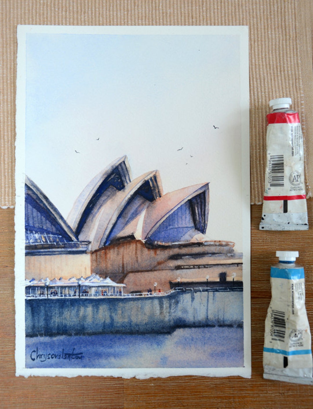 Opera House Watercolor Painting Original, Watercolour Artwork of ...