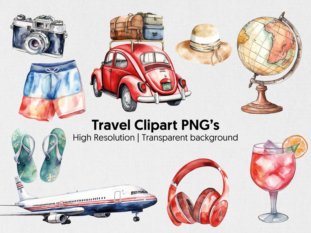 Travel Watercolor Clipart | Summer Clipart | Summer Holiday | Tourism ...
