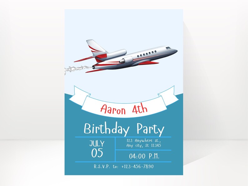 Editable Airplane Birthday Invitation: Aviation Party Decor (digital ...