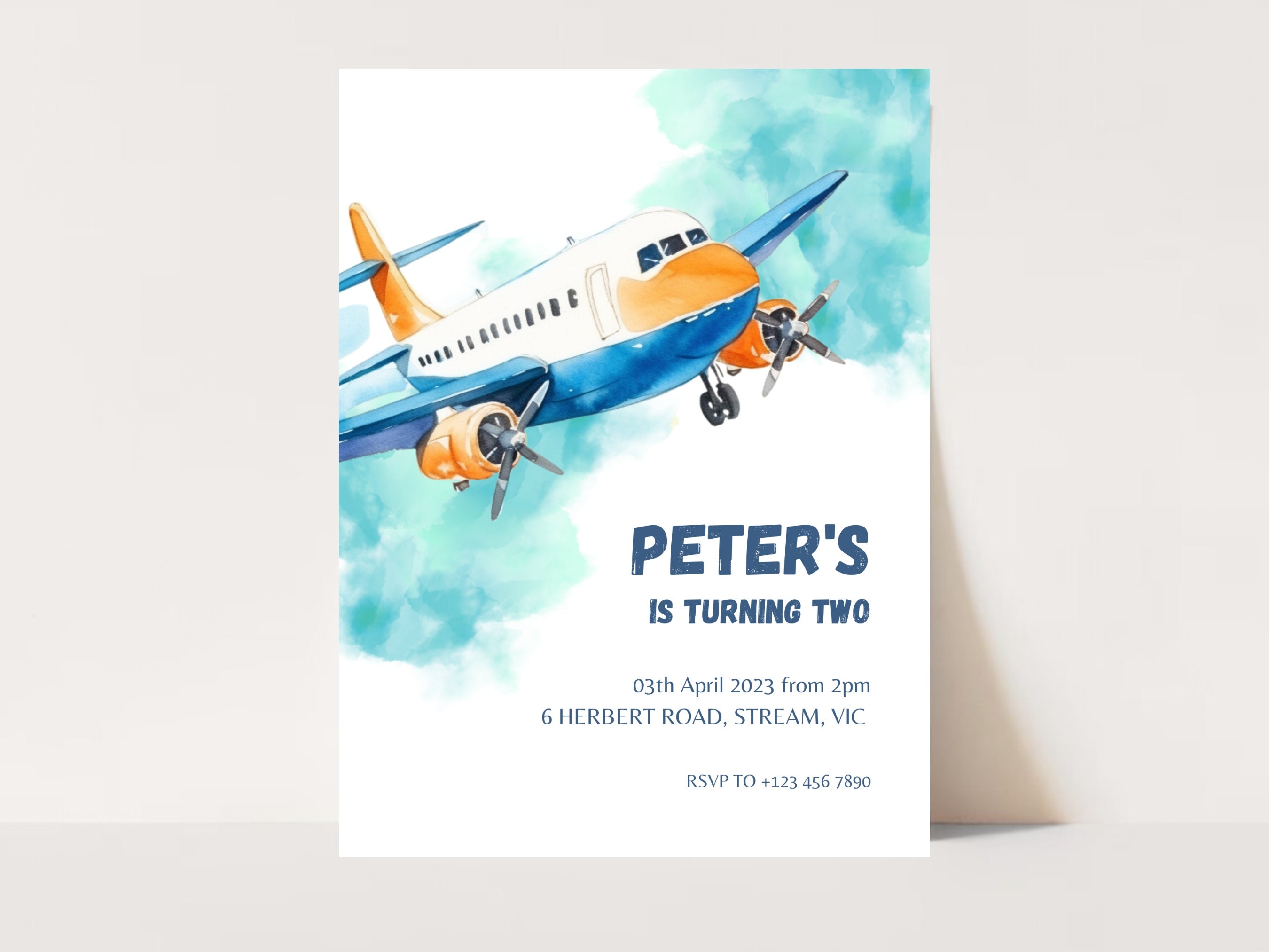 Editable Airplane Party Invite Airplane Birthday Invitation, Airplane ...