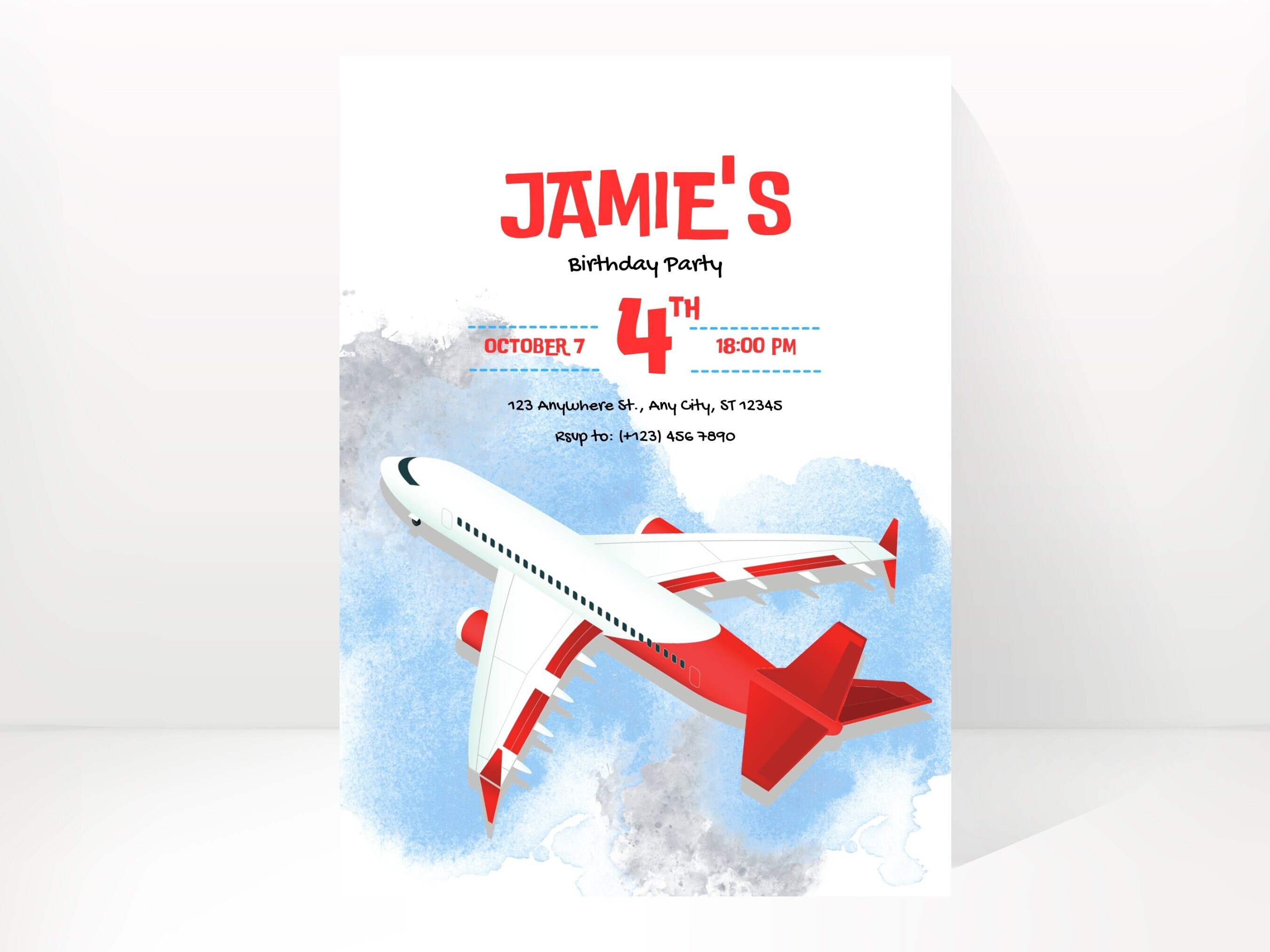 Editable Airplane Birthday Invitation: Aviation Party Decor (digital ...