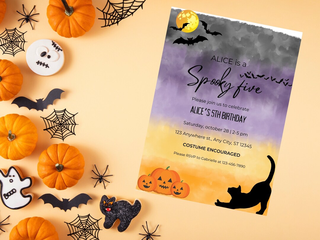 EDITABLE Halloween Birthday Party Invitation,kids Spooky Invite ...