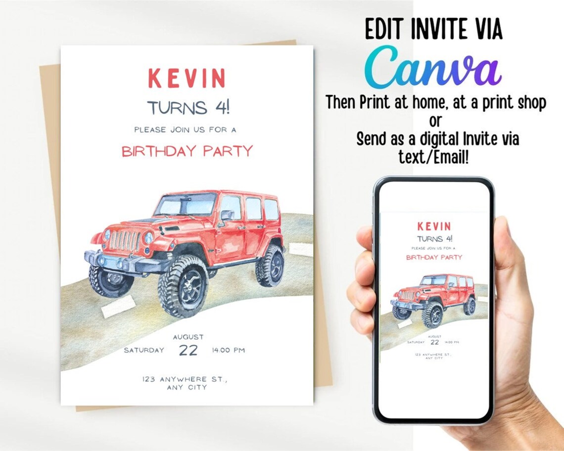 Boy Cars Theme Birthday Party, Car Racing Birthday Invitation, 7th ...