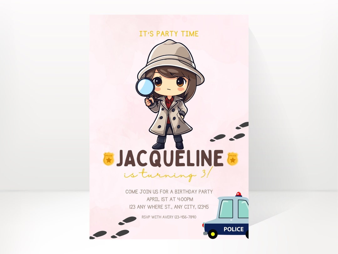 Police Invitation,birthday Party Invite,officer Policeman Swat,cop Car ...