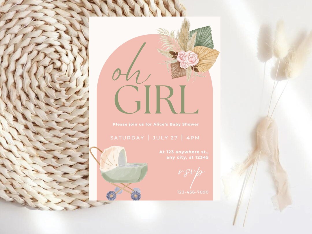 Invitación editable de baby shower, plantilla imprimible de baby shower ...