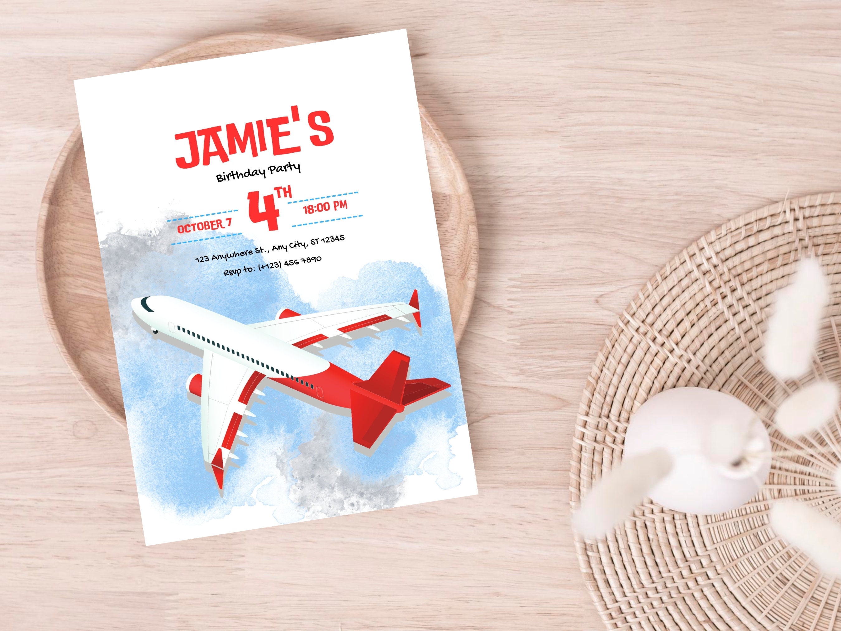Editable Airplane Birthday Invitation: Aviation Party Decor (digital ...