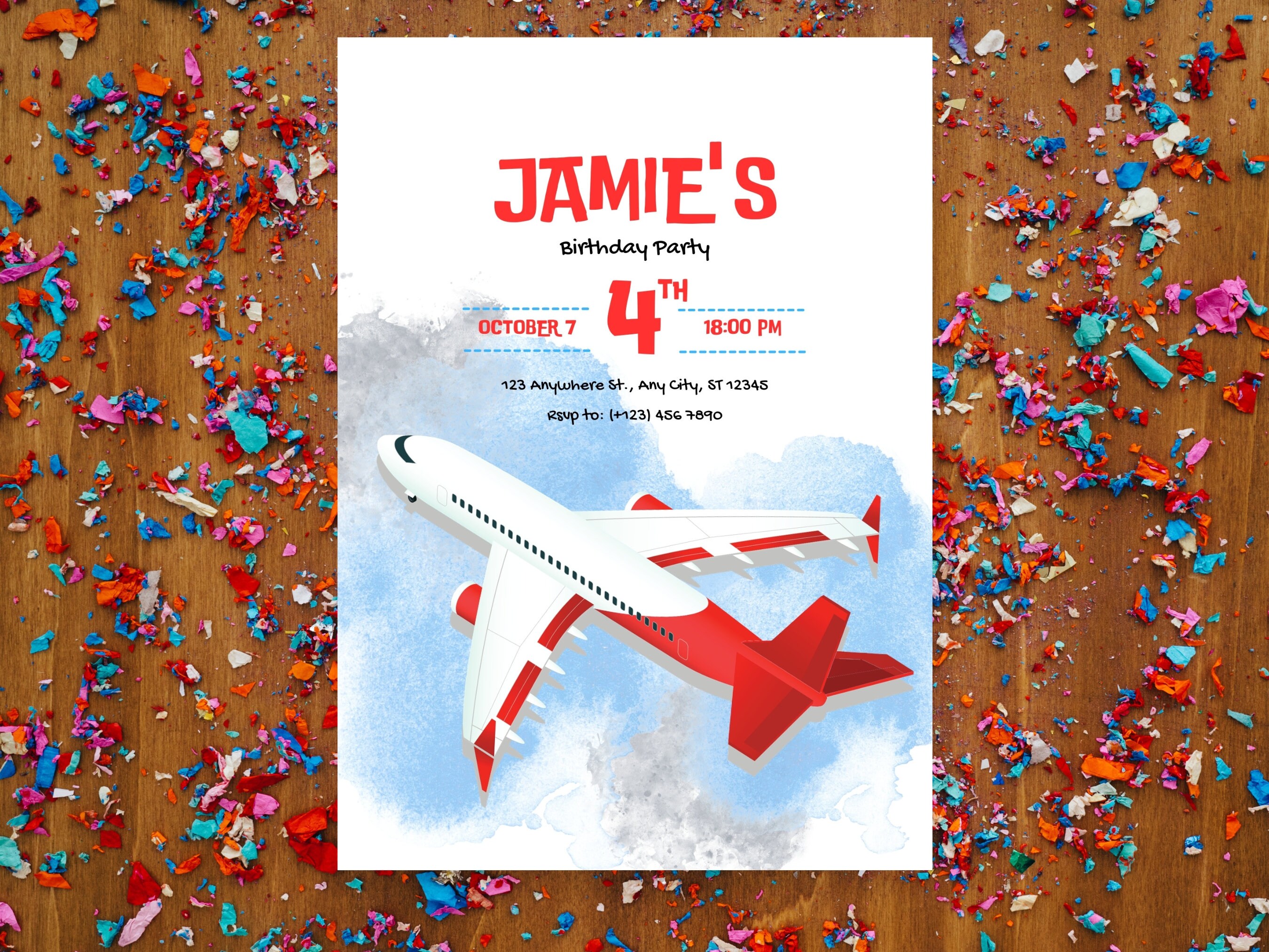 Editable Airplane Party Invite Airplane Birthday Invitation, Airplane ...
