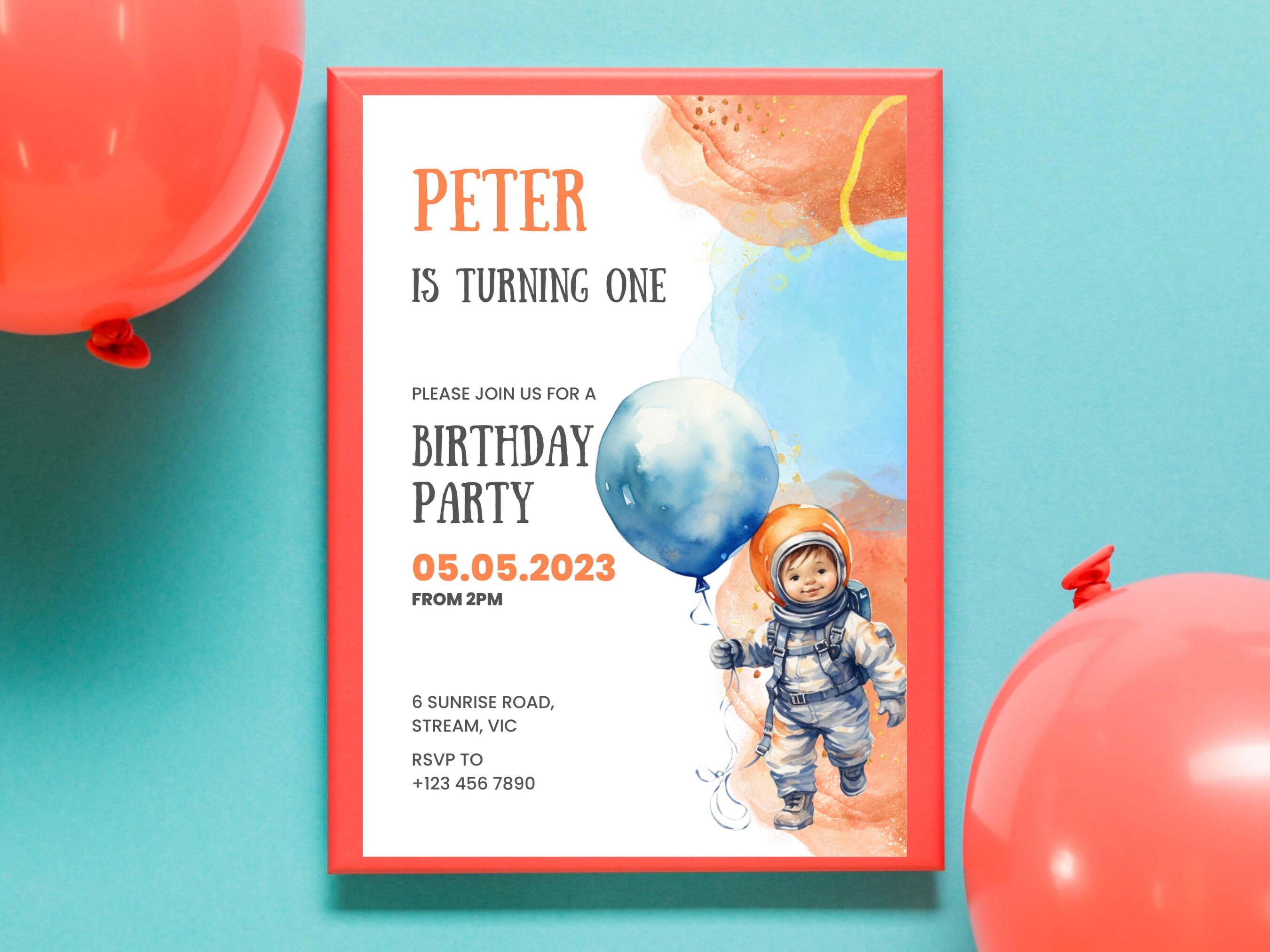 EDITABLE First Trip Around the Sun Outer Space First Birthday ...