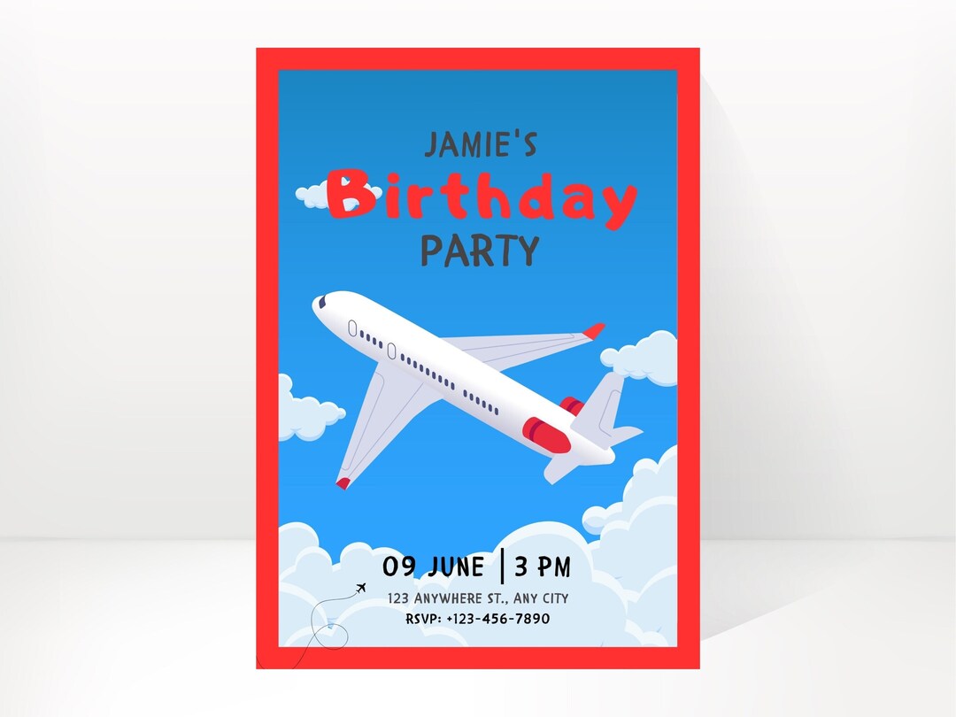 Editable Airplane Party Invite Airplane Birthday Invitation, Airplane ...