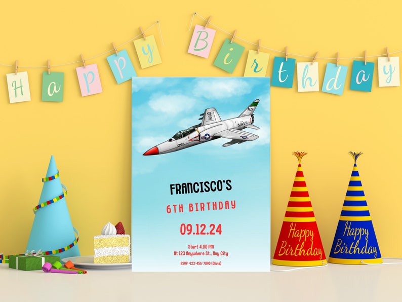 Editable Airplane Birthday Invitation: Aviation Party Decor (digital ...