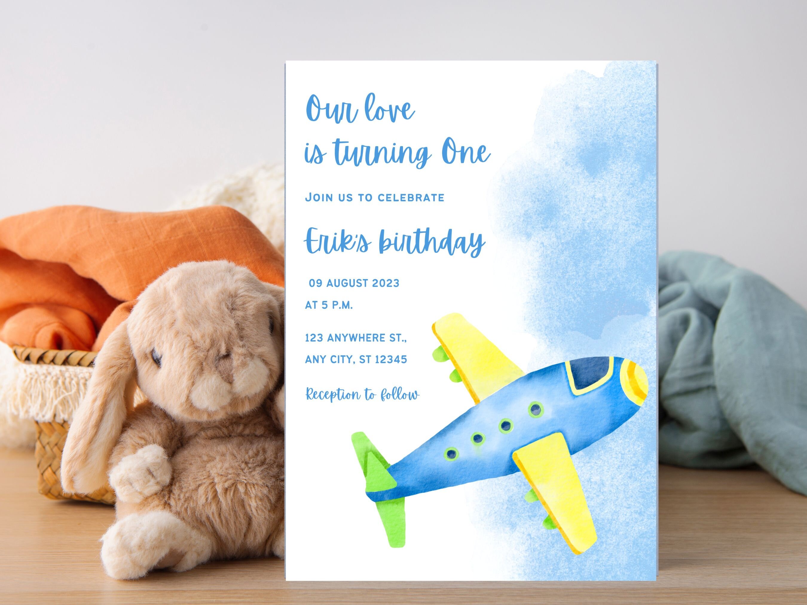 Editable Airplane Birthday Invitation: Aviator Party Decor (digital ...