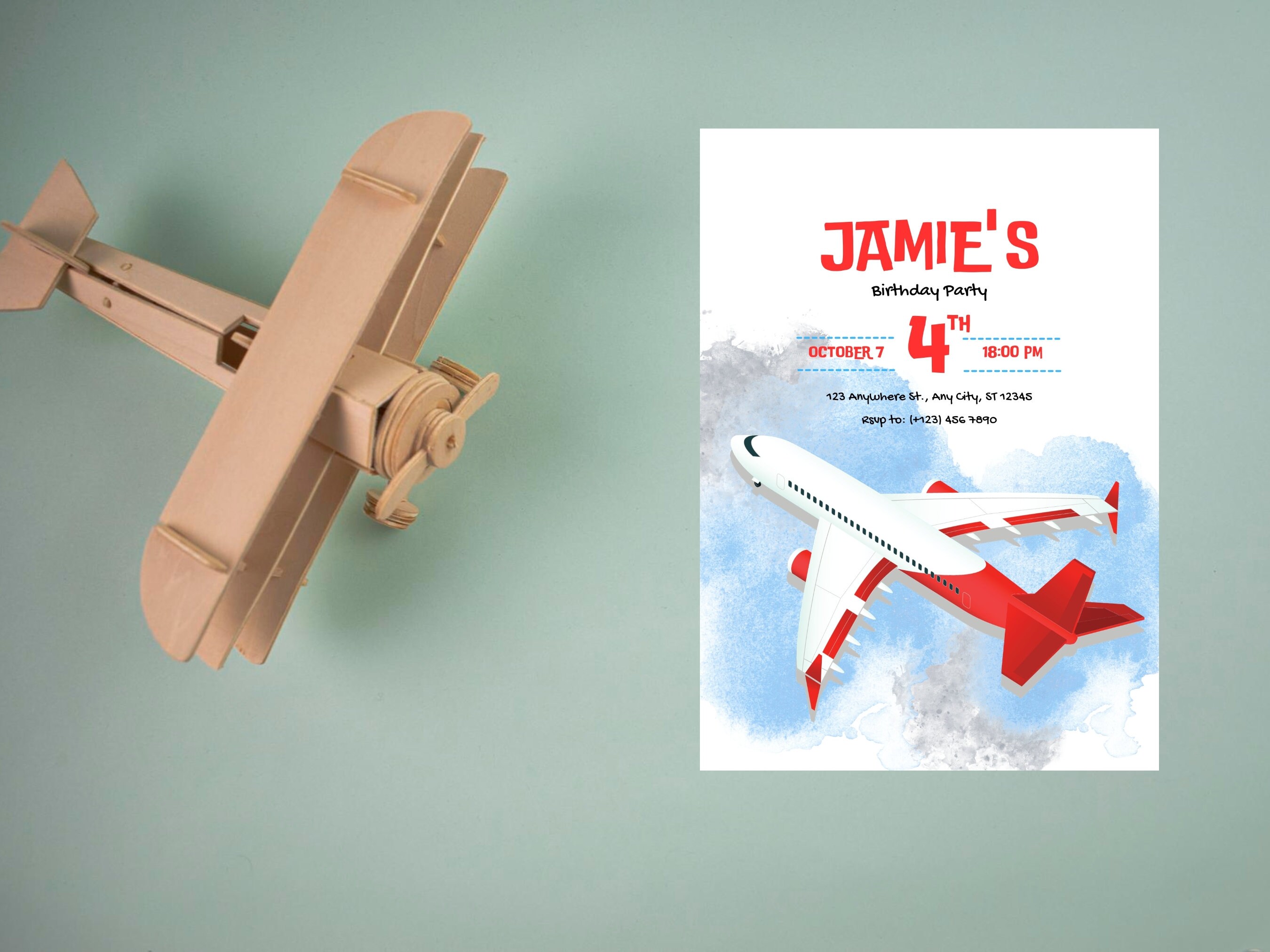 Editable Airplane Party Invite Airplane Birthday Invitation, Airplane ...