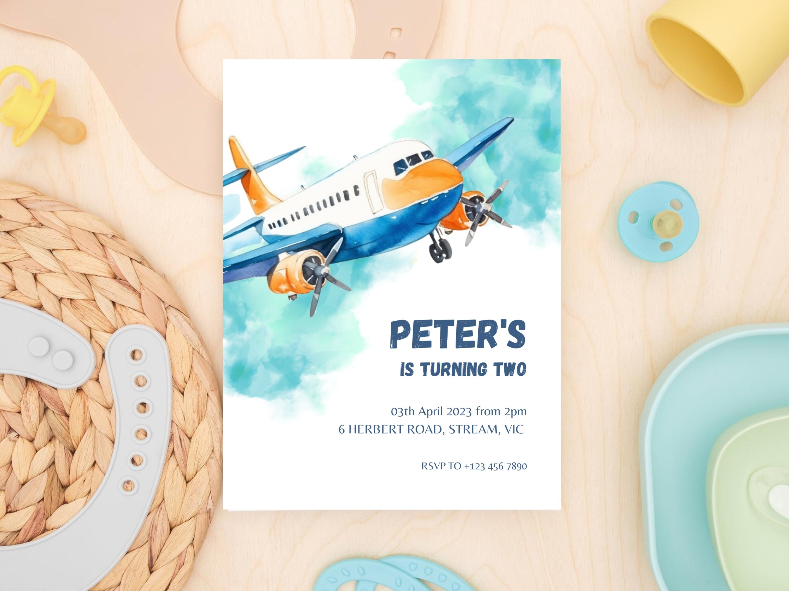 Editable Airplane Party Invite Airplane Birthday Invitation, Airplane ...