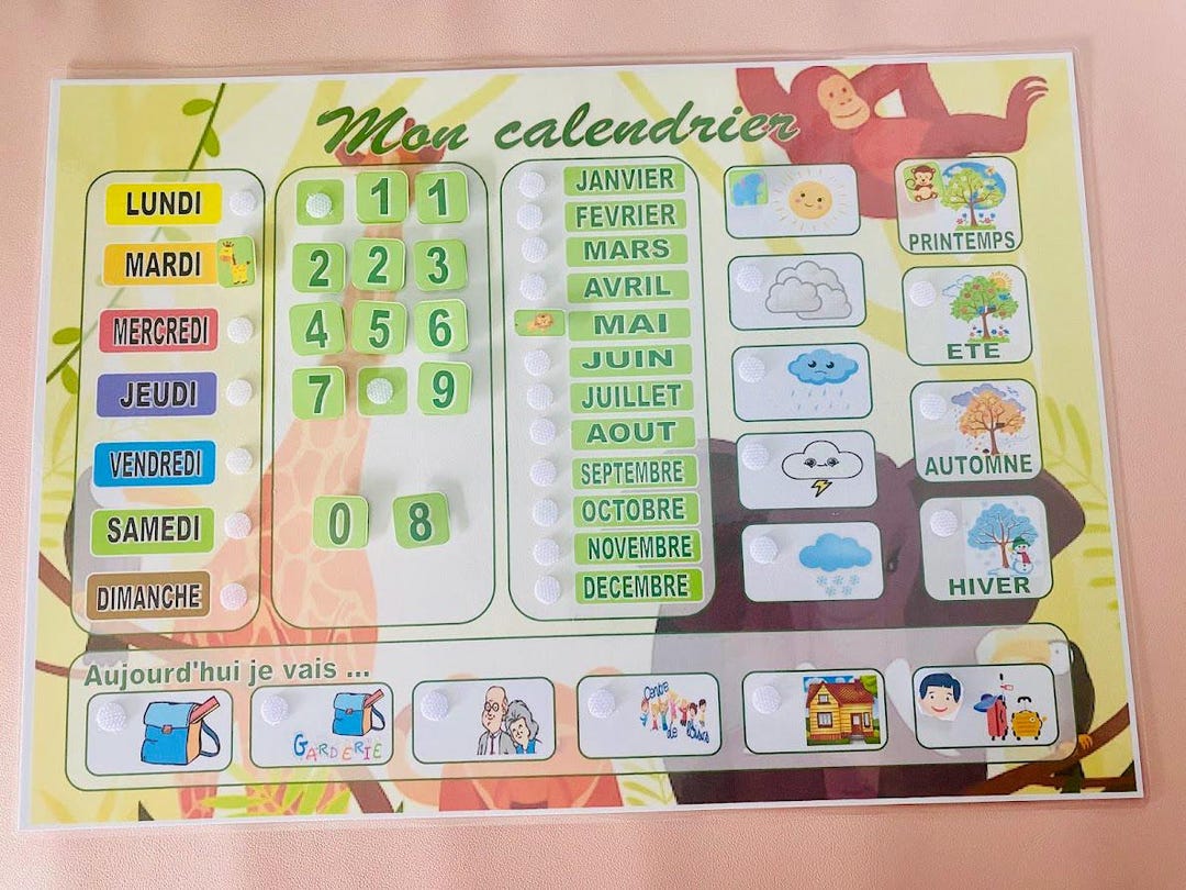 Perpetual Calendar JUNGLE Theme Date/month/weather/season/daily ...