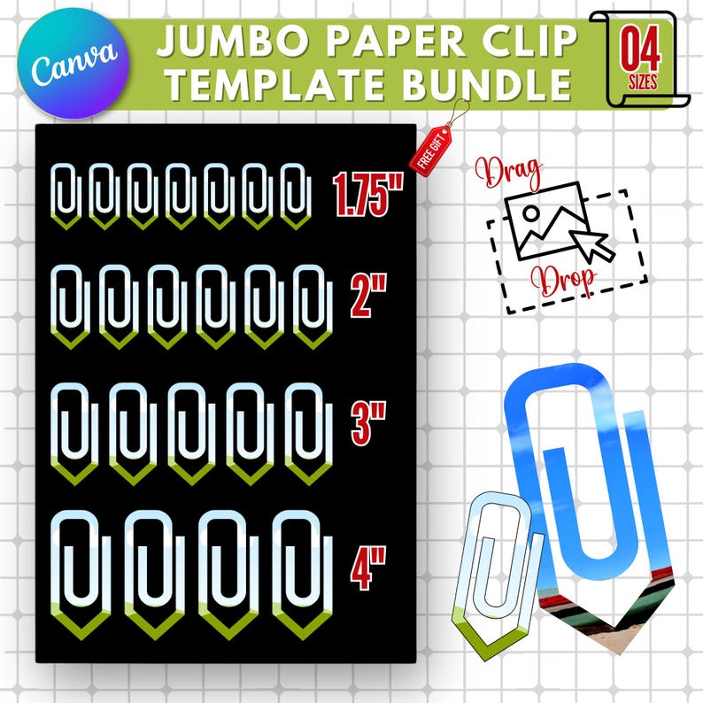 Jumbo Paper Clip Template: Editable Canva Design (digital Download) - Etsy