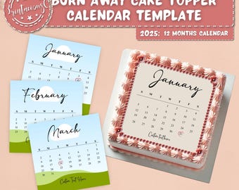 2025 Calendar Cake Topper Template: Editable Burn Away Design (digital ...