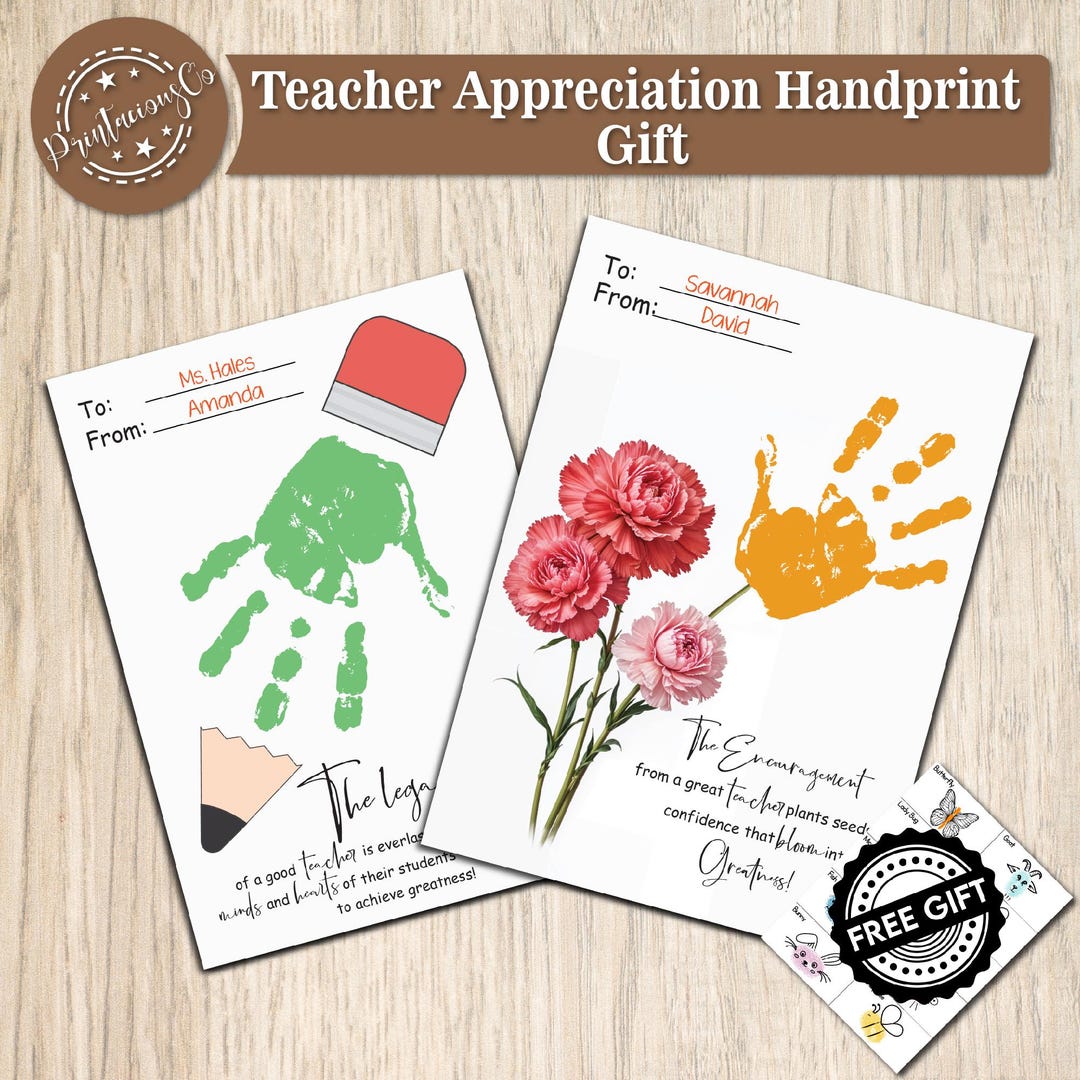 Teacher Appreciation Handprint Gift Gift Handprint Children Printable ...
