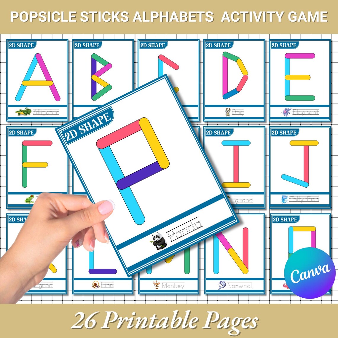 Popsicle Stick Alphabet Game: Montessori Toddler Activity (digital ...
