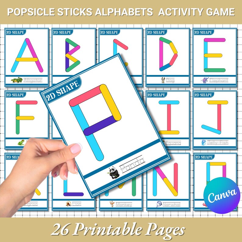 Popsicle Stick Alphabet Game: Montessori Toddler Activity (digital ...