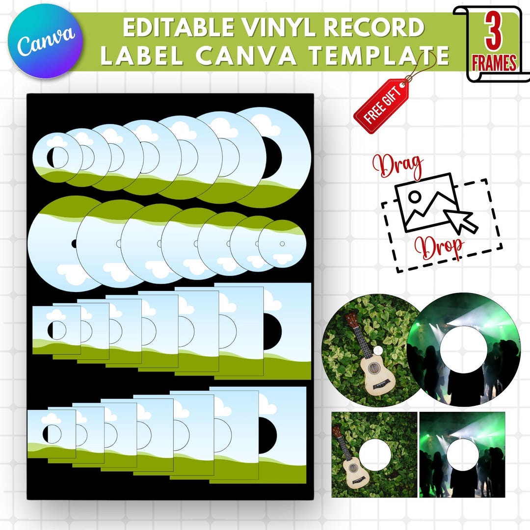 Editable Vinyl Record Label Canva Template |custom Vinyl Record ...