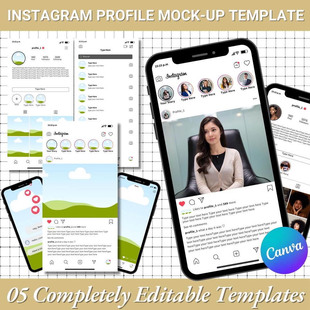 Instagram Profile Mock-up Templates |editable + Printable Canva ...