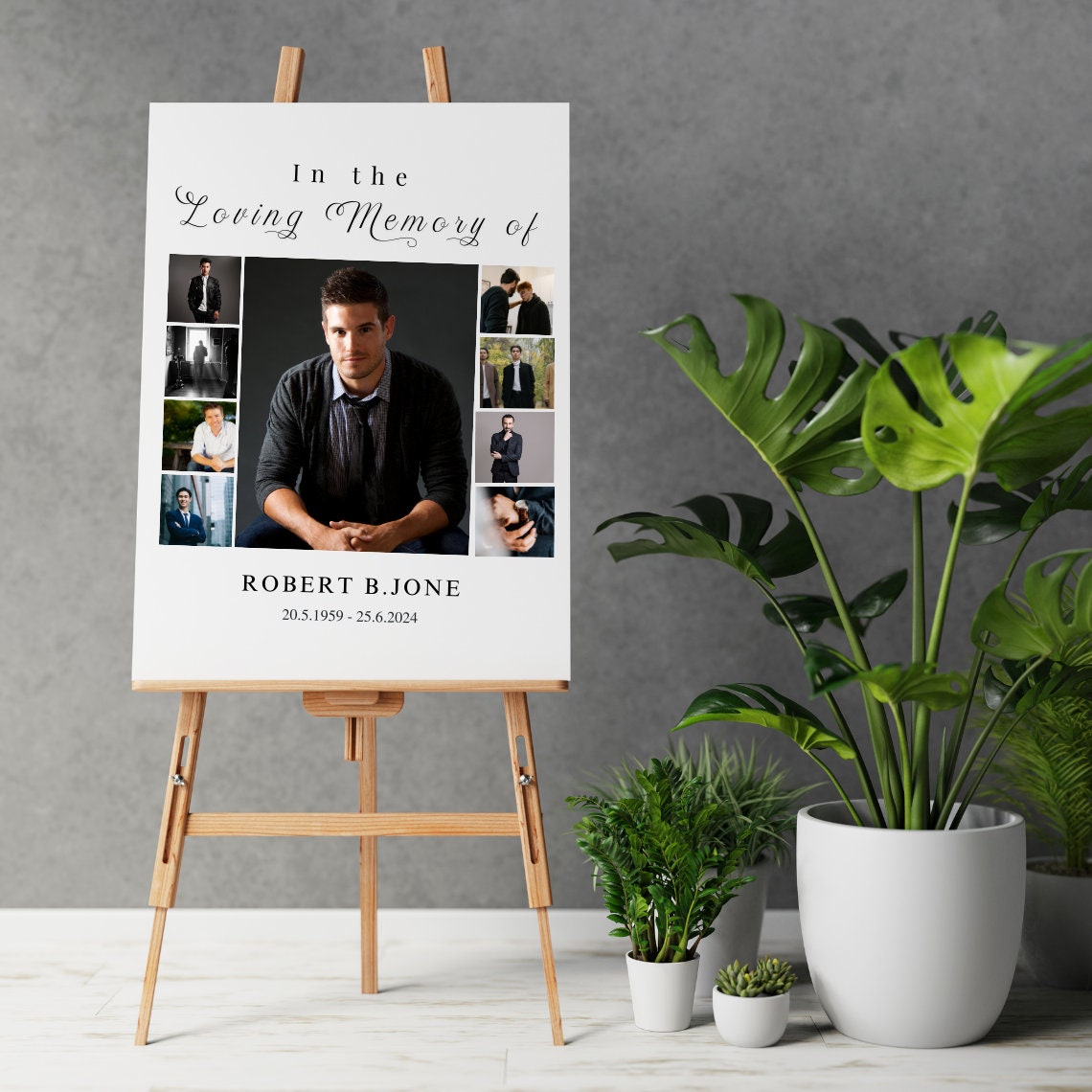 Editable Funeral Welcome Sign Canva Photo Collage Template in Loving ...
