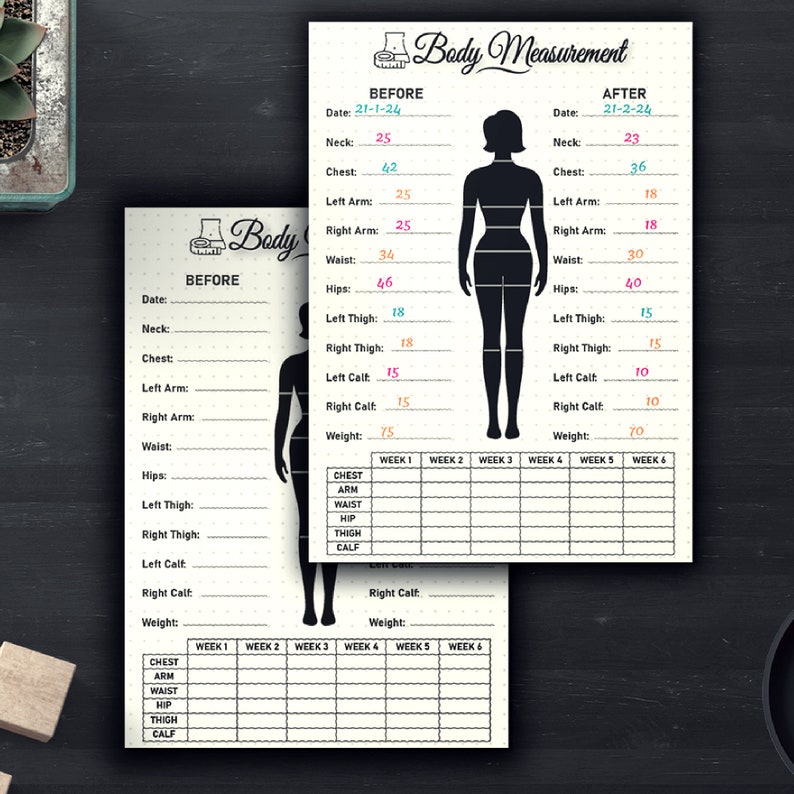 Body Measurements Tracker: A4 Printable Fitness Journal (PDF) - Etsy UK