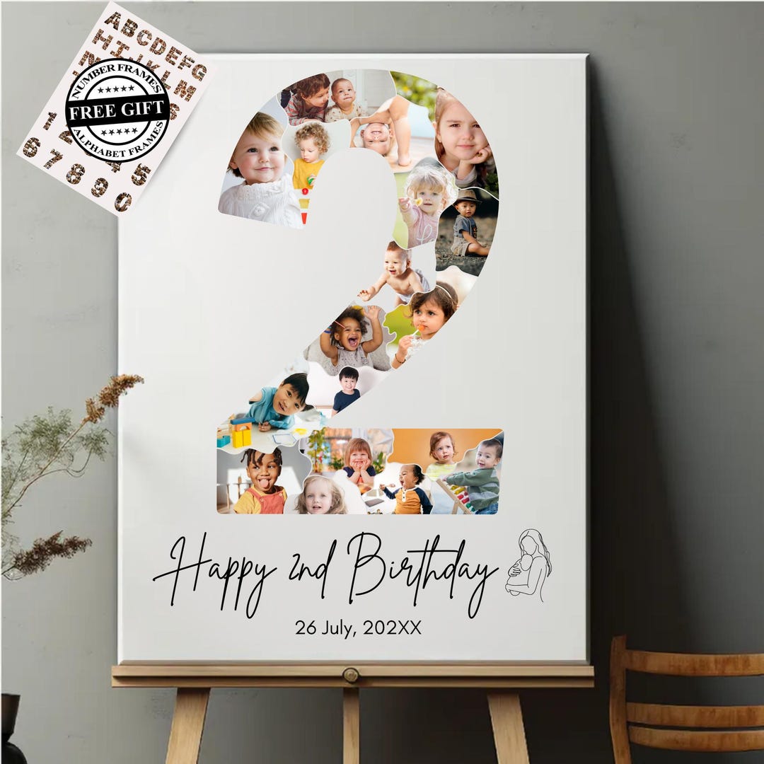 Editable Birthday Number 2 Canva Photo Collage Template | Photo ...