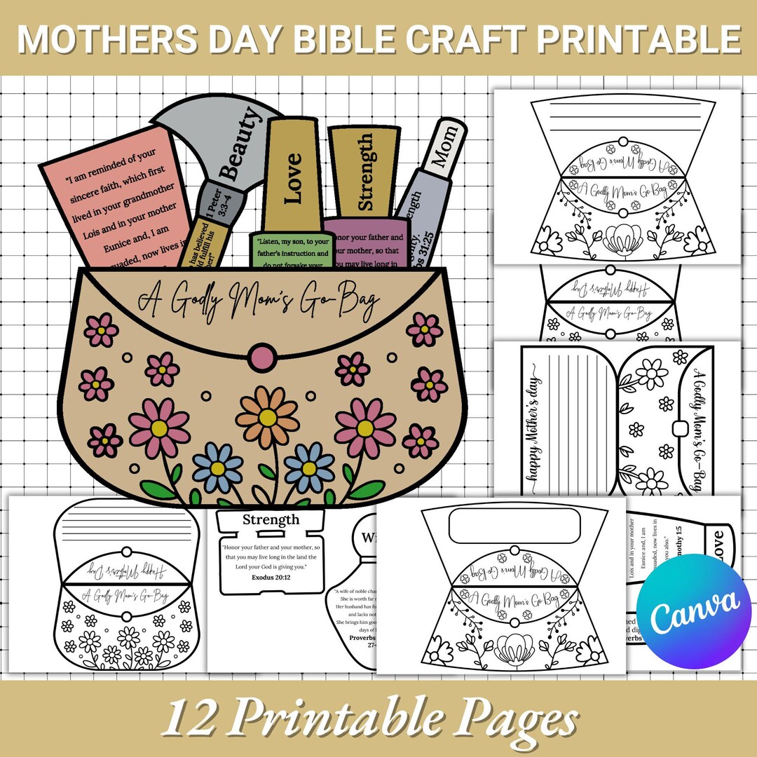 Mothers Day Bible Craft Template |printable Canva Template |mothers Day ...