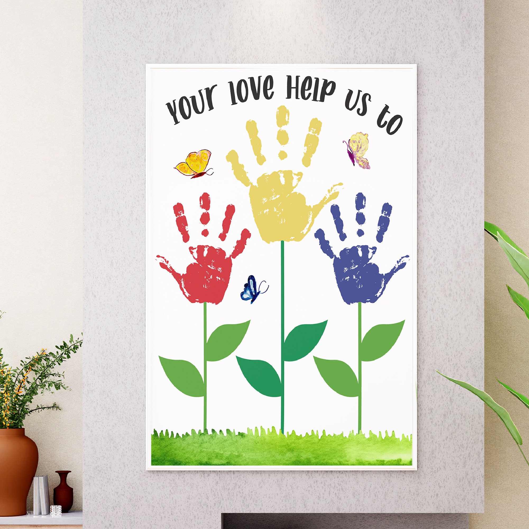 Fathers Day Handprint Garden Printable Handprint Flowers Bouquet Memory ...