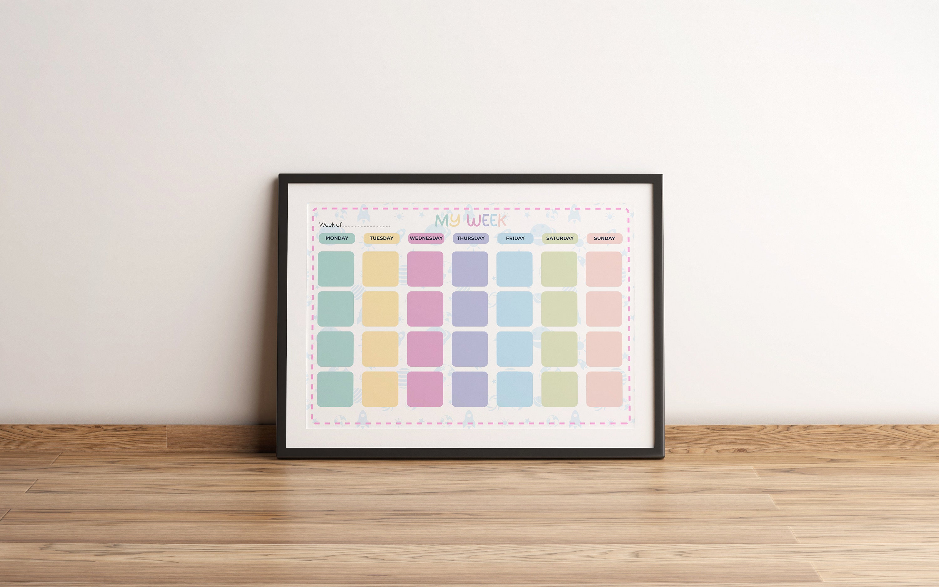 Weekly Kids Calendar Printable Visual Schedule Perpetual - Etsy