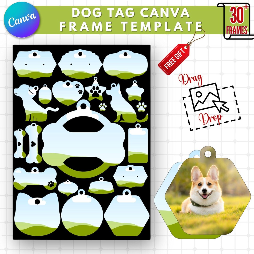 Editable Dog Tag Canva Template: Custom Pet ID Design (digital Download ...