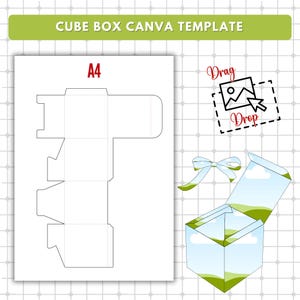 Editable Cube Box Canva Frame Template |custom Cube Box for Gift ...