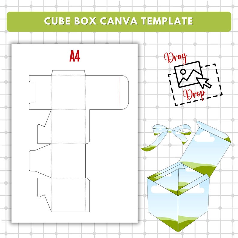 Editable Cube Box Canva Template: DIY Gift Packaging (digital Download ...