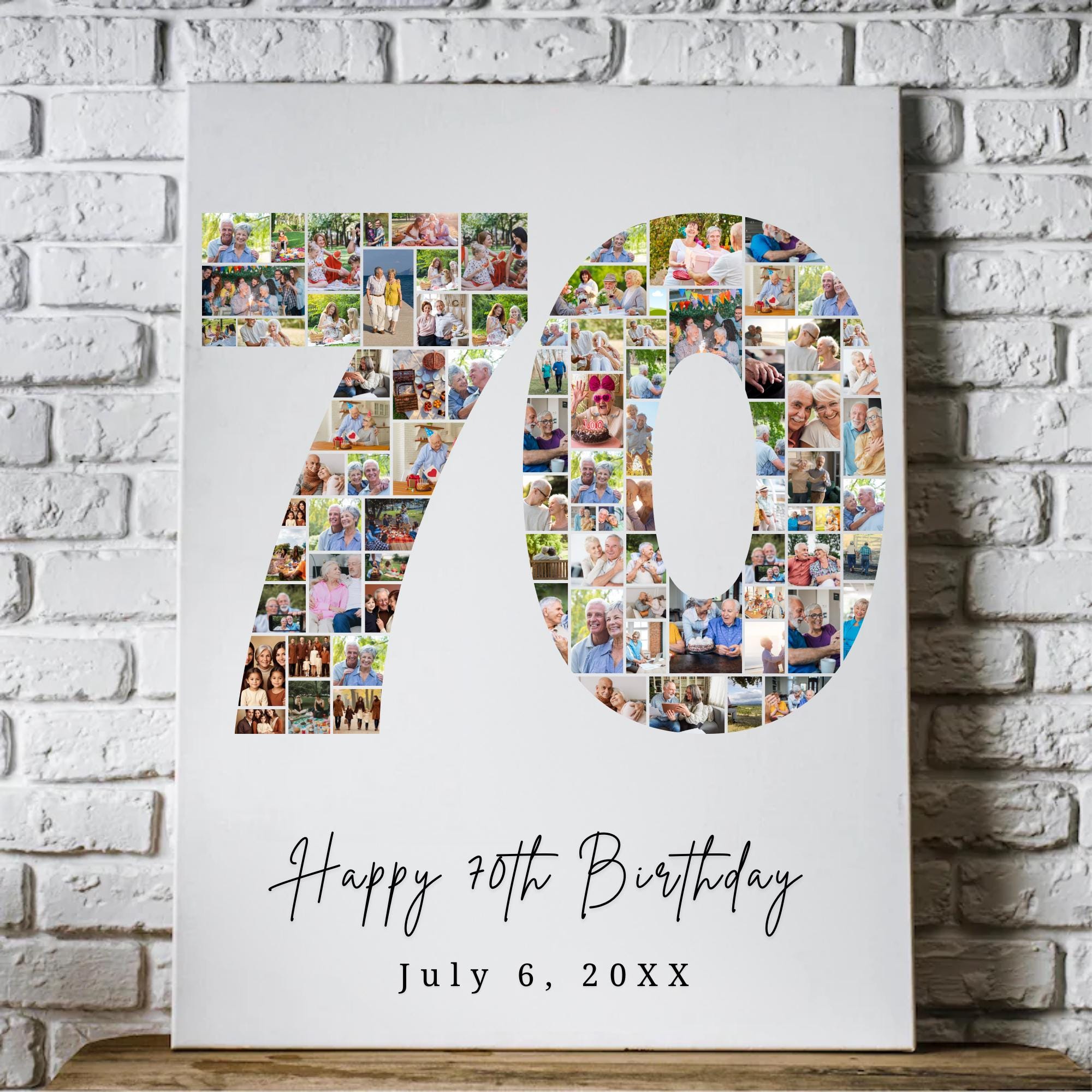 70th Birthday Photo Collage Gift | Customizable Canva Template (digital ...
