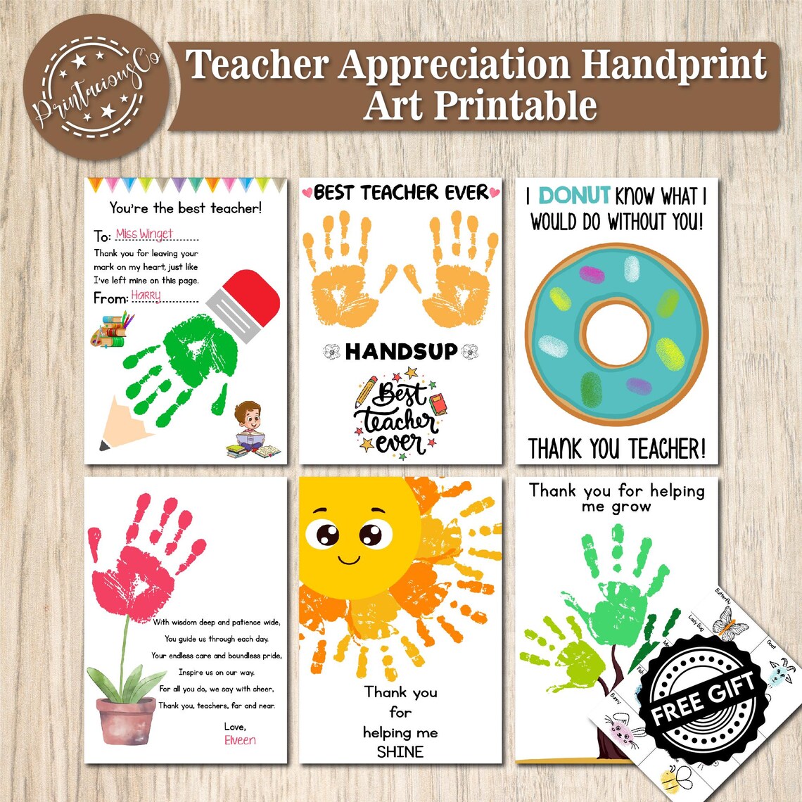 Teacher Appreciation Handprint Gift Gift Handprint Children Printable ...